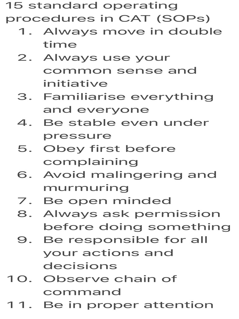 15 Standard Operating Procedures in CAT (SOPs) PDF | PDF