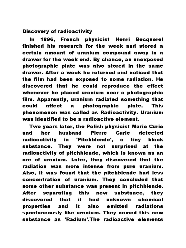 Discovery and Types of Radioactivity | PDF | Radioactive Decay | Uranium