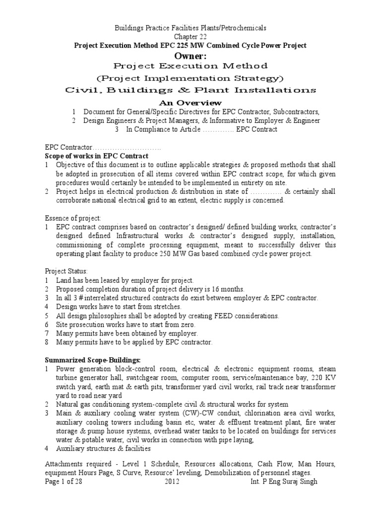 EPC Strategy for 225 MW Power Project | PDF | Specification (Technical ...