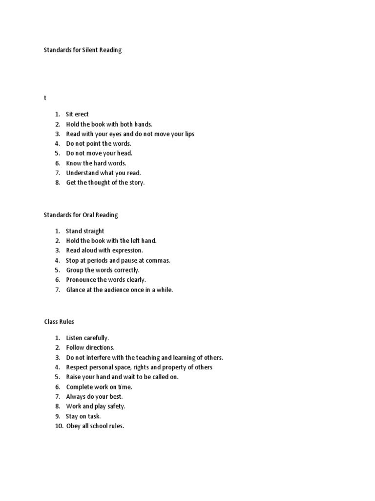 Standards For Silent Reading | PDF | Language Arts & Discipline