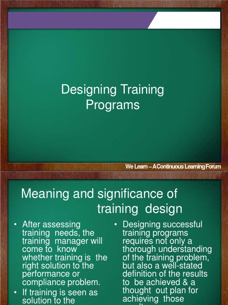 Designing Training Programs | PDF | Design | Motivation