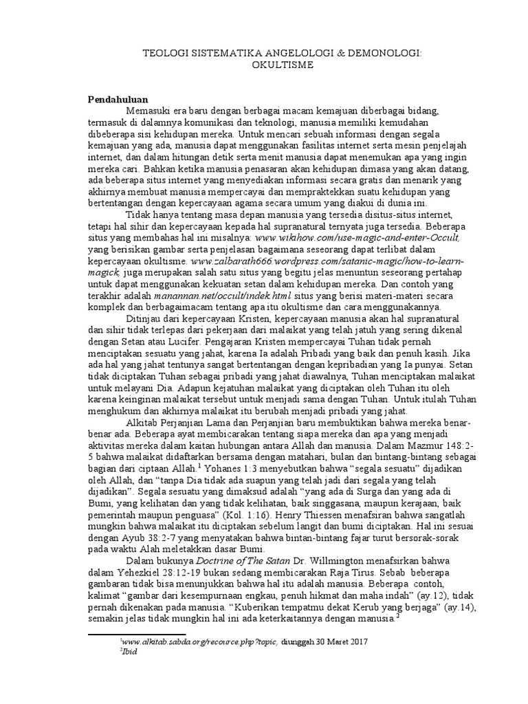 Teologi Sistematika Angelologi | PDF | Ilmu Sosial