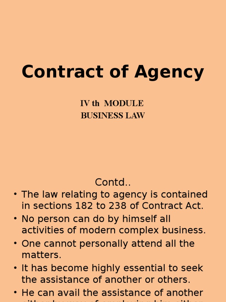 Understanding Agency Contracts in Business Law | PDF | Law Of Agency ...