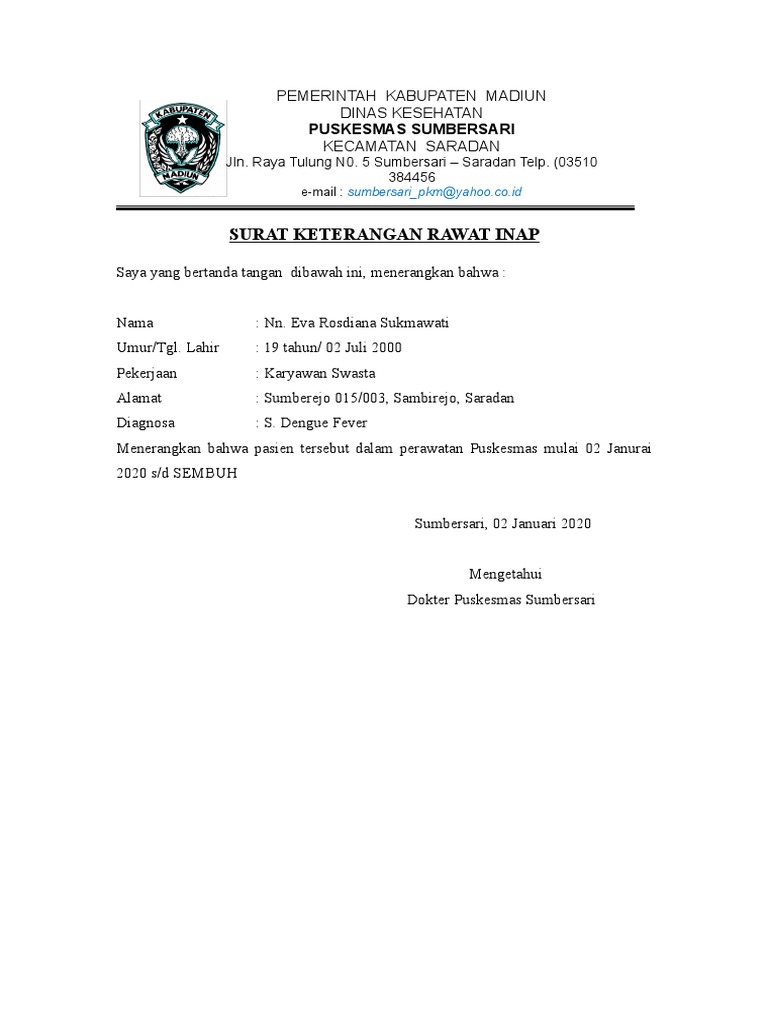 Surat Keterangan Rawat Inap | PDF