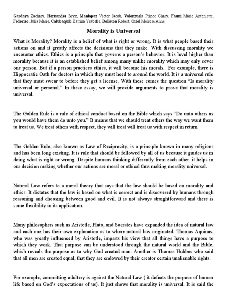 Universal Morality | PDF | Morality | Golden Rule