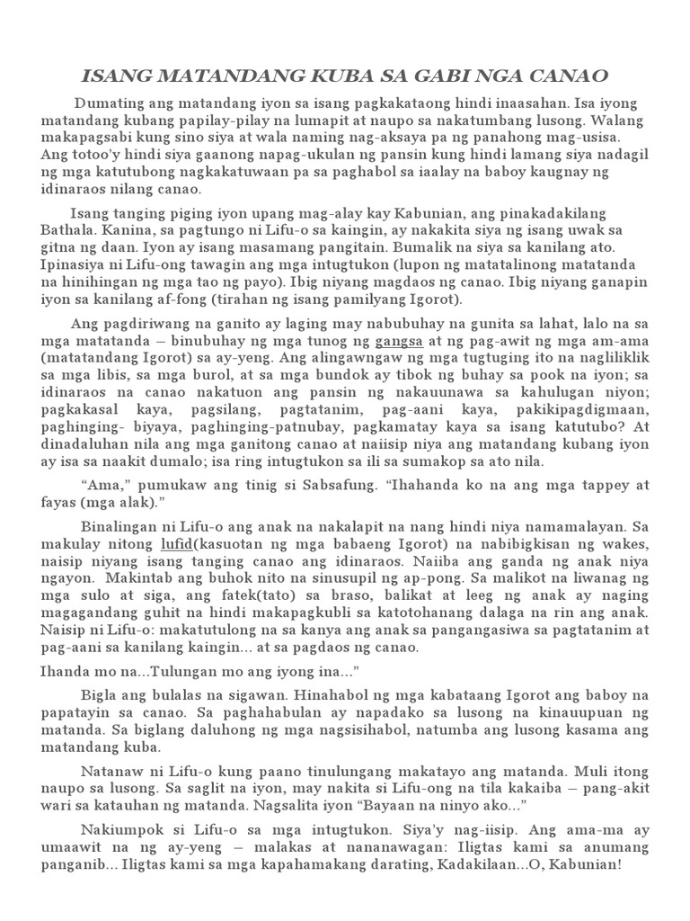 Isang Matandang Kuba Sa Gabi Nga Canao Pdf