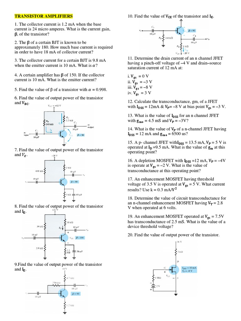 Sample Problem For Quiz 2 | PDF | Field Effect Transistor | Transistor