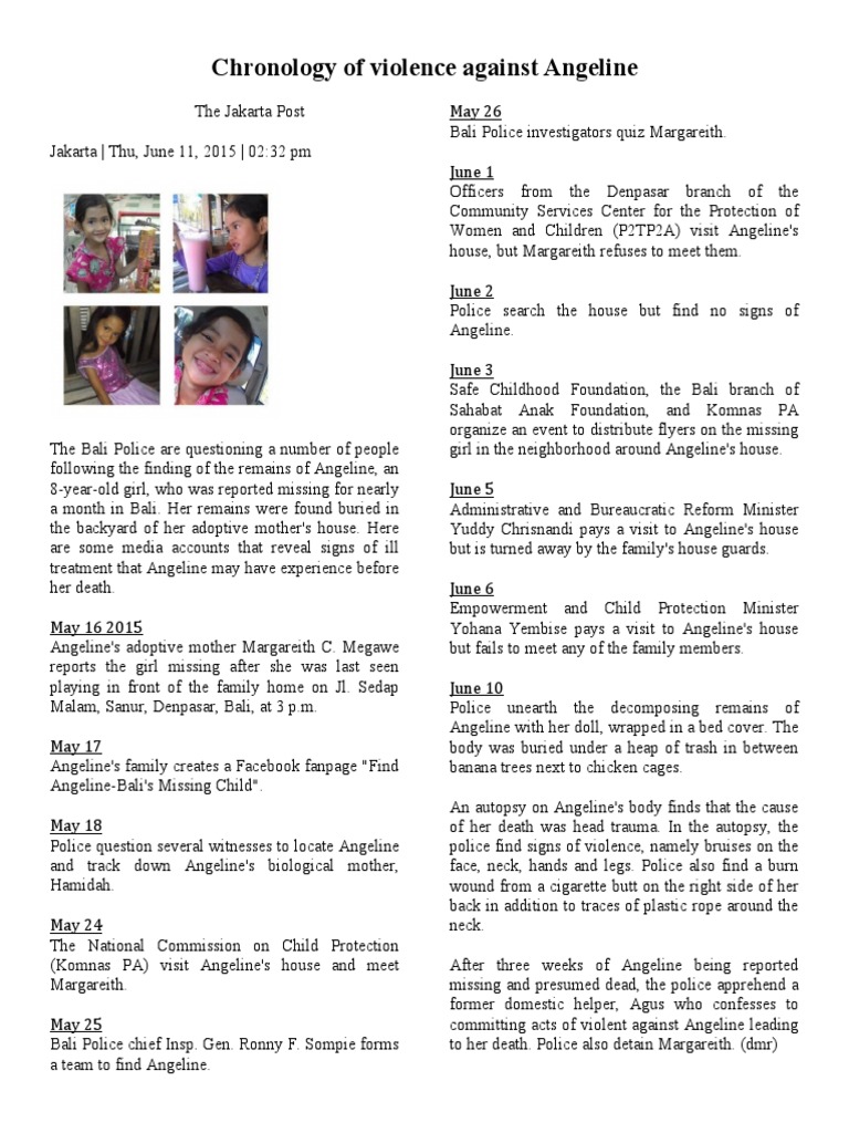 Angeline's Tragic Case: A Timeline | PDF | Domestic Violence | Murder