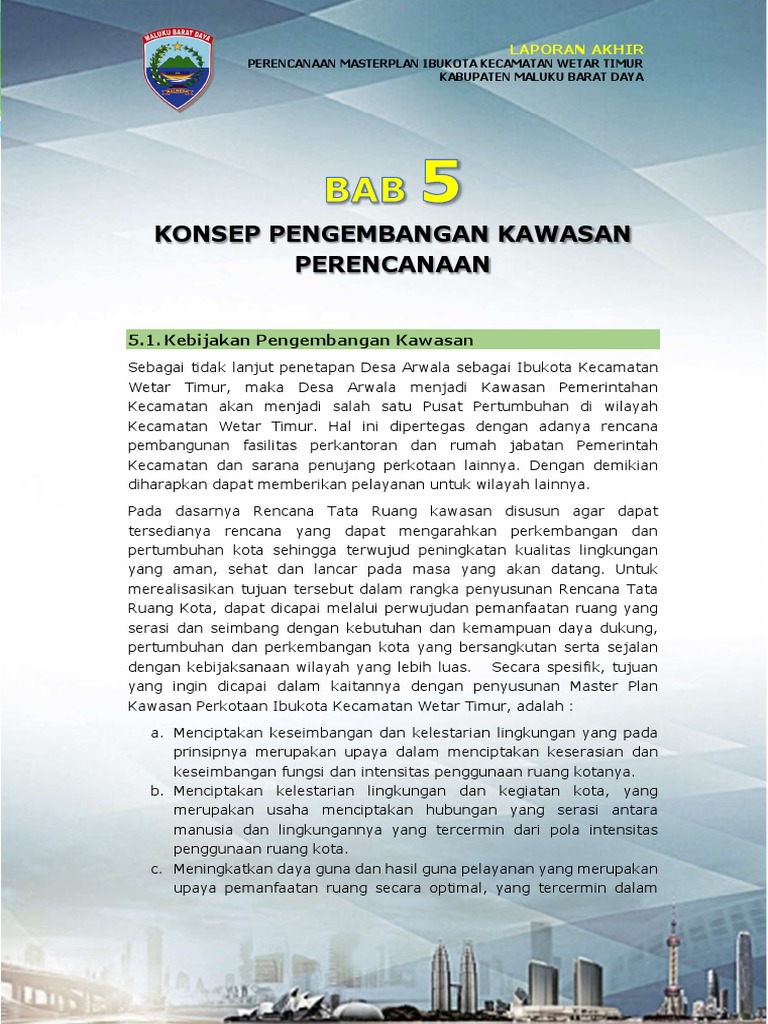 BAB 5 KONSEP PENGEMBANGAN KAWASAN - Arwala Akhir | PDF