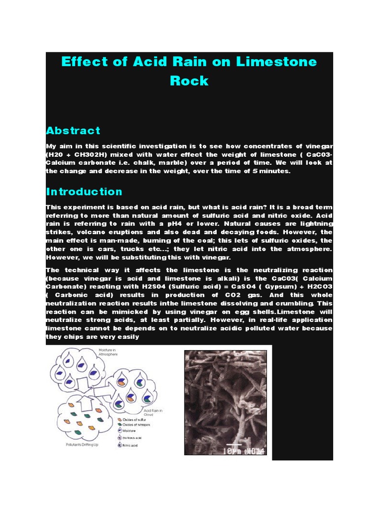 Effect of Acid Rain On Limestone Rock | PDF | Limestone | Sulfuric Acid