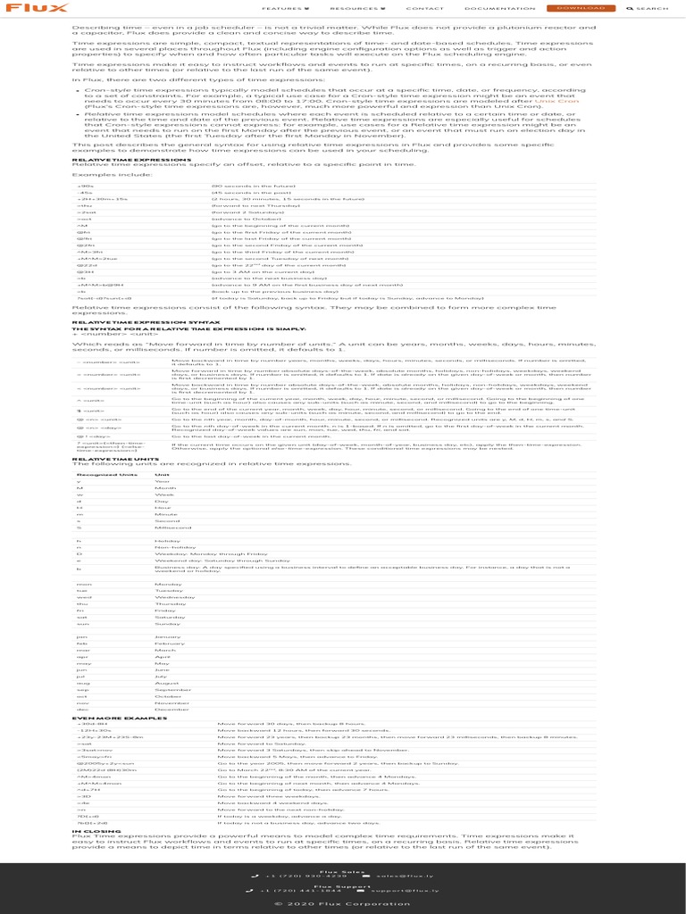 Relative Time Expressions in Flux Job Scheduler | PDF | Workweek And ...