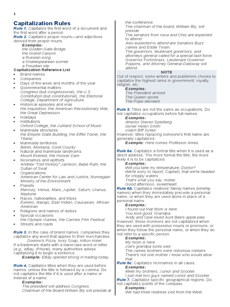 Capitalization and Punctuation Rules | Download Free PDF | Comma ...