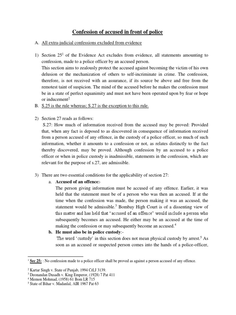 Inadmissibility of Police Confessions | PDF | Confession (Law) | Arrest