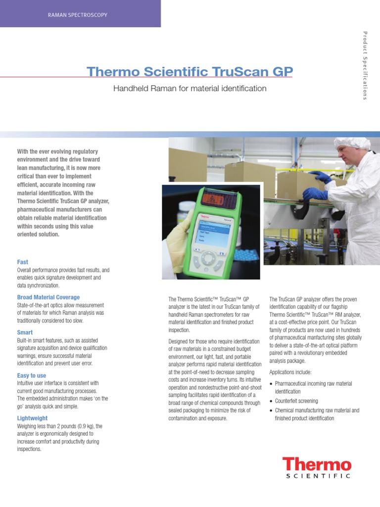 TruScan GP SpecSheet 2013 PDF | PDF | Raman Spectroscopy | Laser