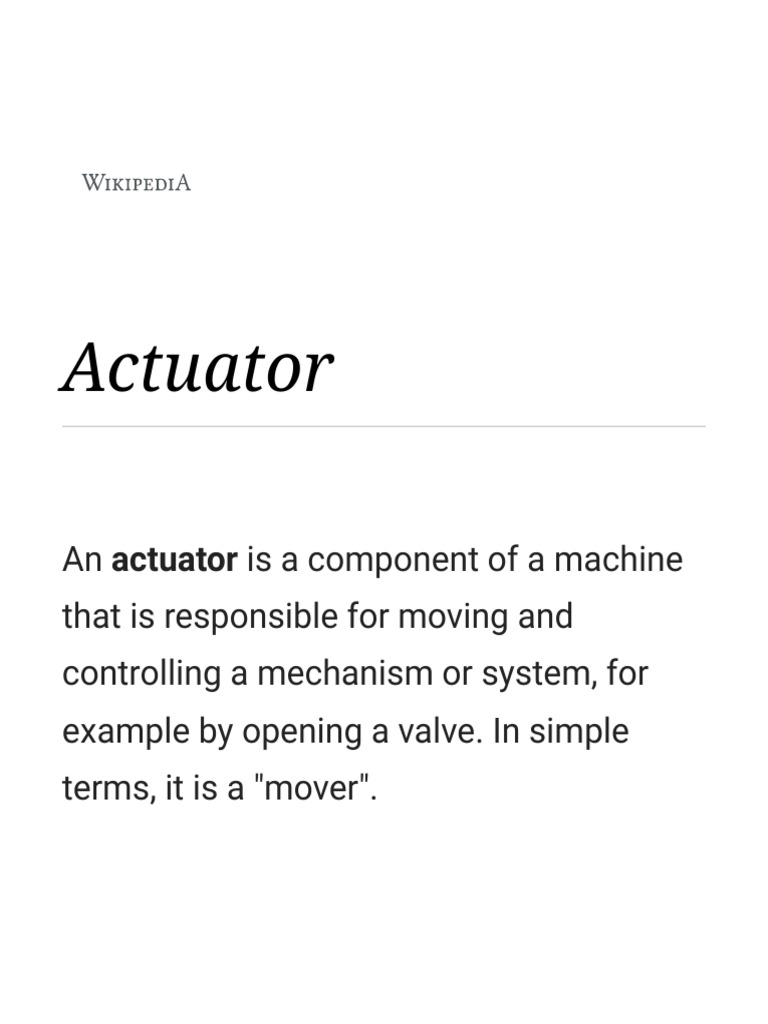 Actuator - Wikipedia | PDF | Actuator | Machines