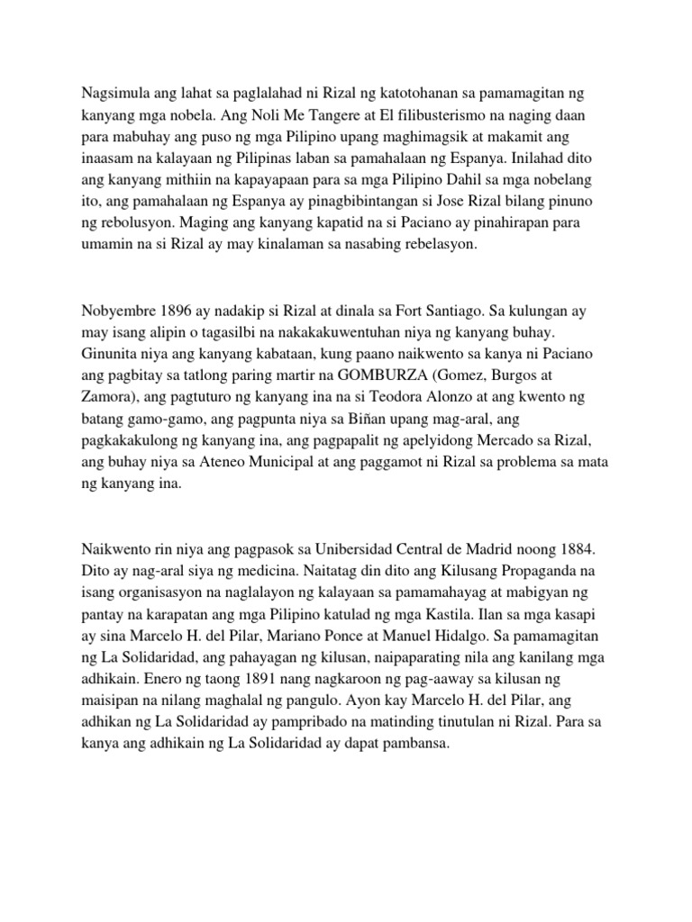 Nagsimula Ang Lahat Sa Paglalahad Ni Rizal NG Katotohanan Sa ...