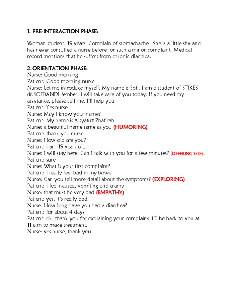 Patient-Nurse Dialogue | PDF | Nursing | Diarrhea