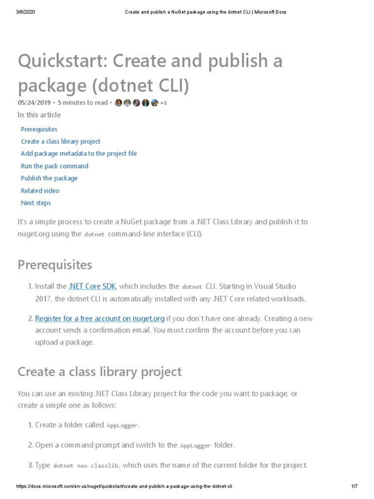 Create and Publish A NuGet Package Using The Dotnet CLI - Microsoft Docs | PDF | Command Line ...