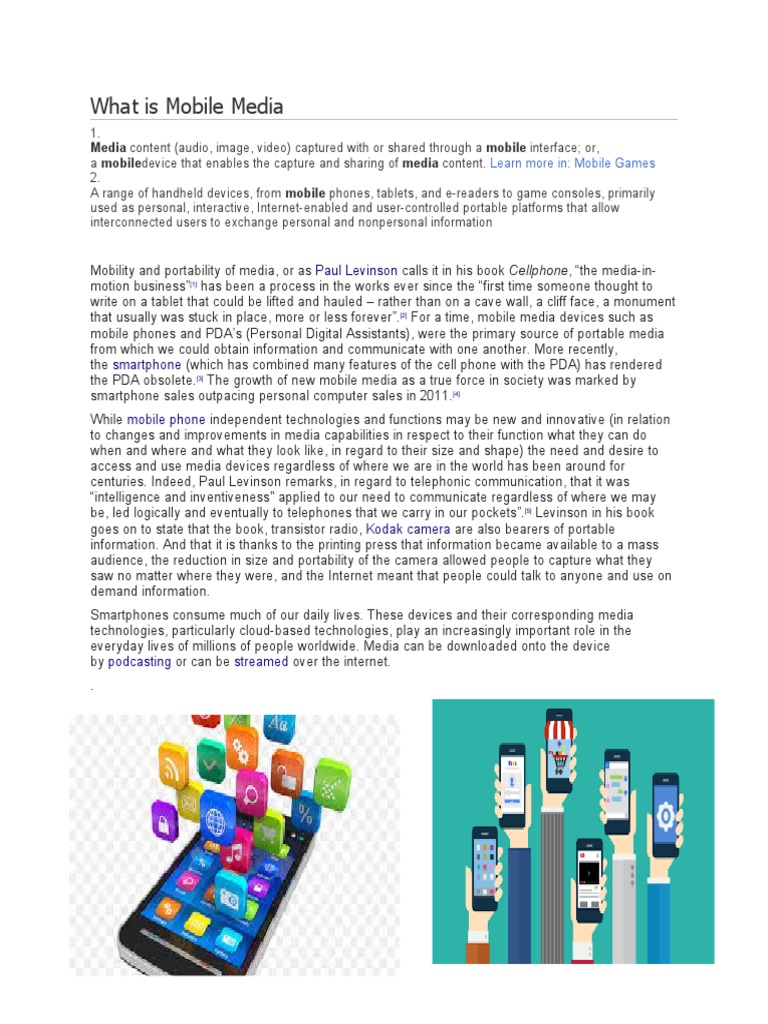 What is Mobile Media in 40 Characters | PDF | Mass Media | Digital ...