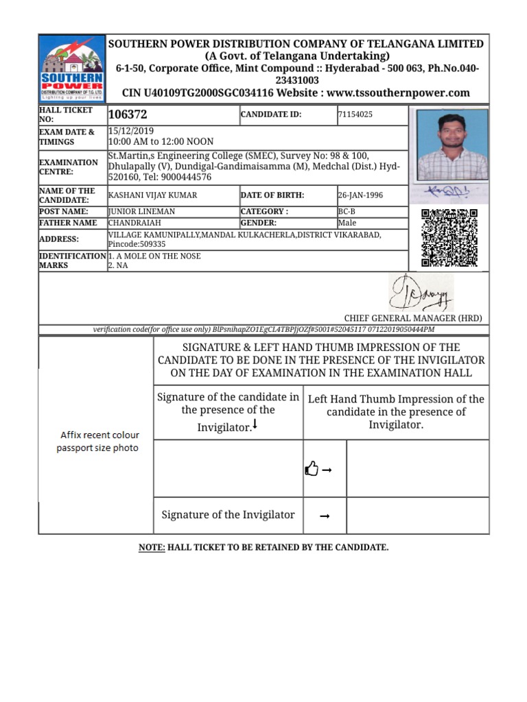 Vijay JLM Hallticket | PDF | Computing And Information Technology