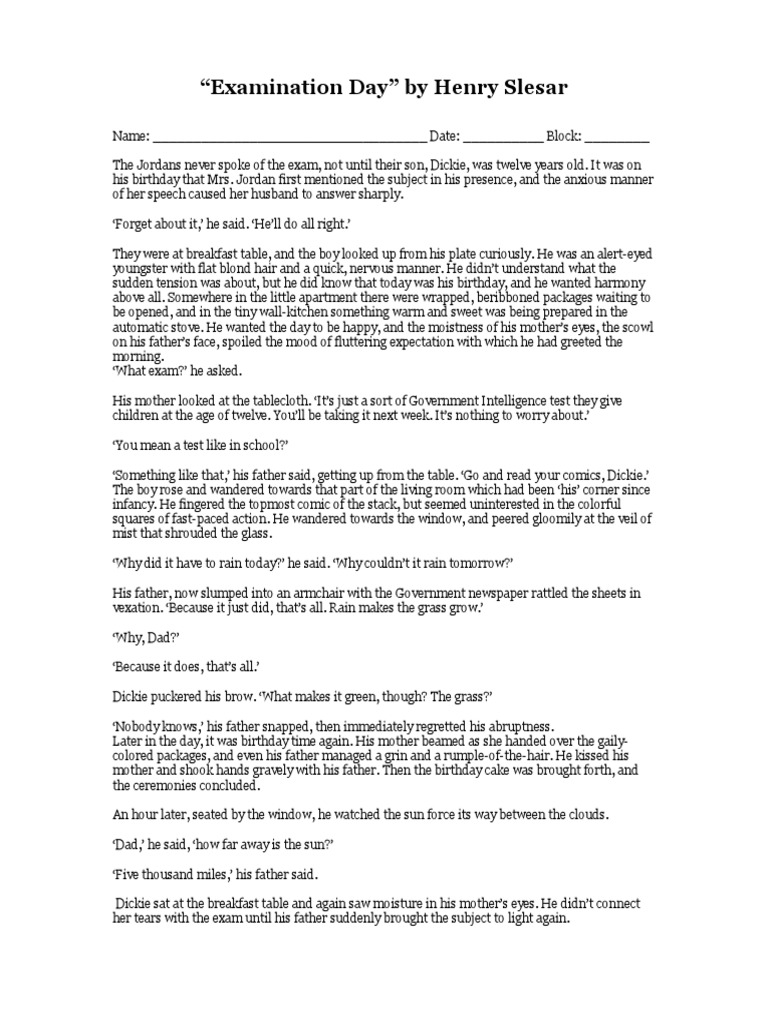 Examination Day by Henry Slesar | PDF