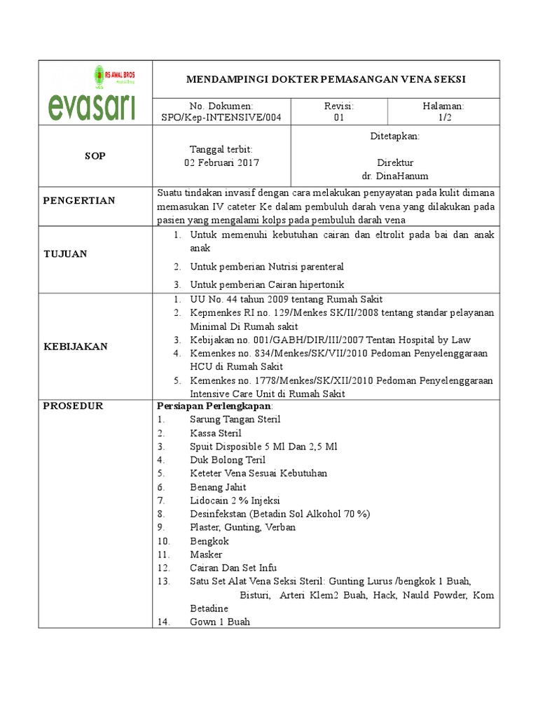 Spo Mendampingi Dokter Pemasangan Vena Seksi | PDF