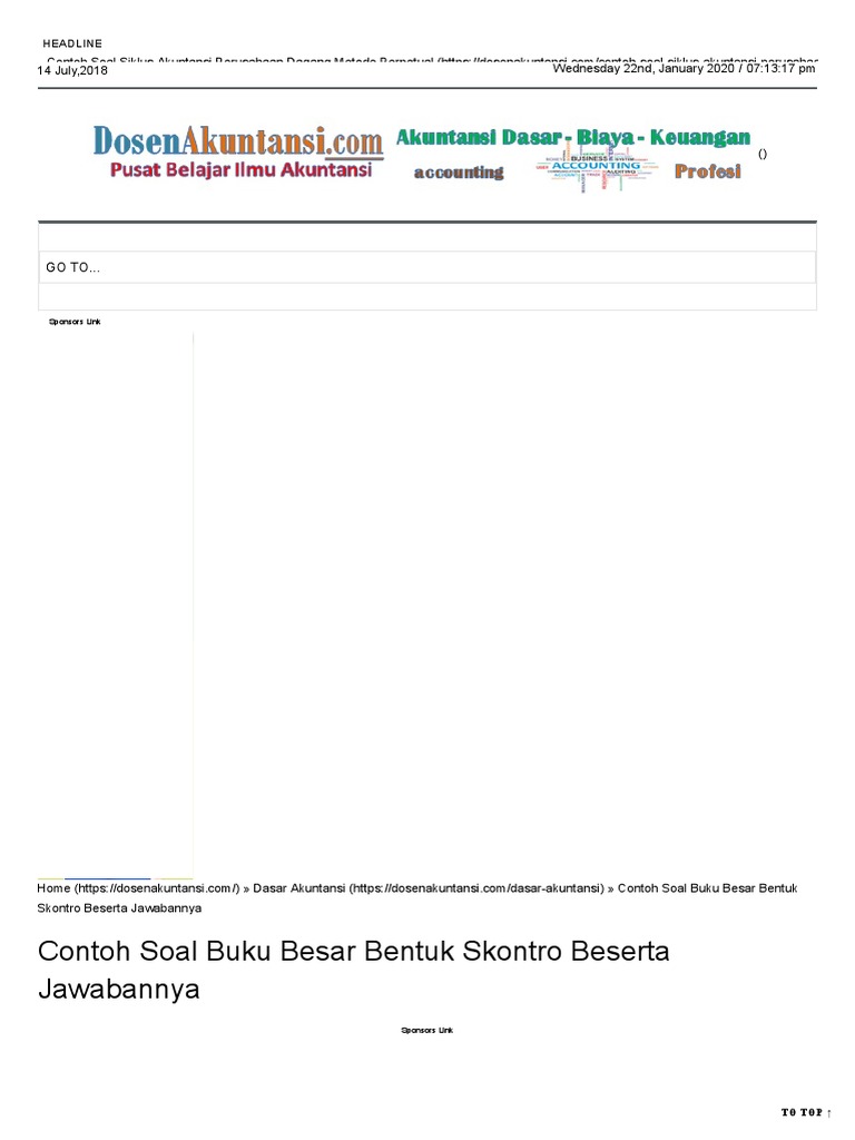 Contoh Soal Buku Besar Bentuk Skontro Beserta Jawabannya | PDF