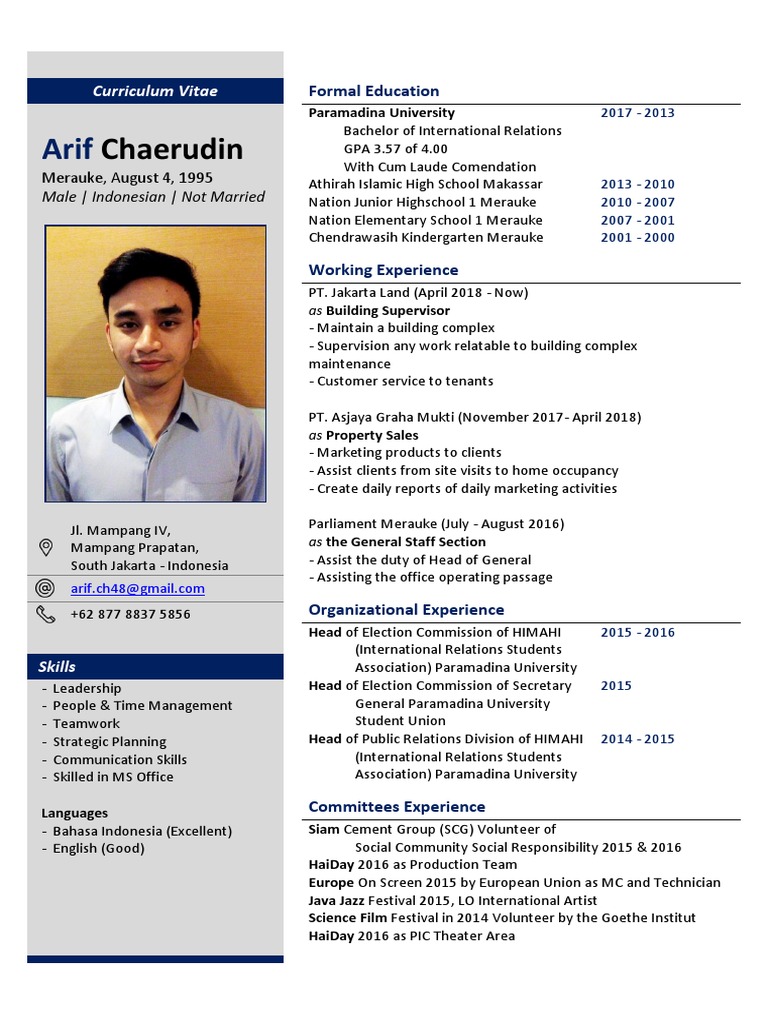 CV - Arif Chaerudin | PDF | Behavior Modification | Cognition
