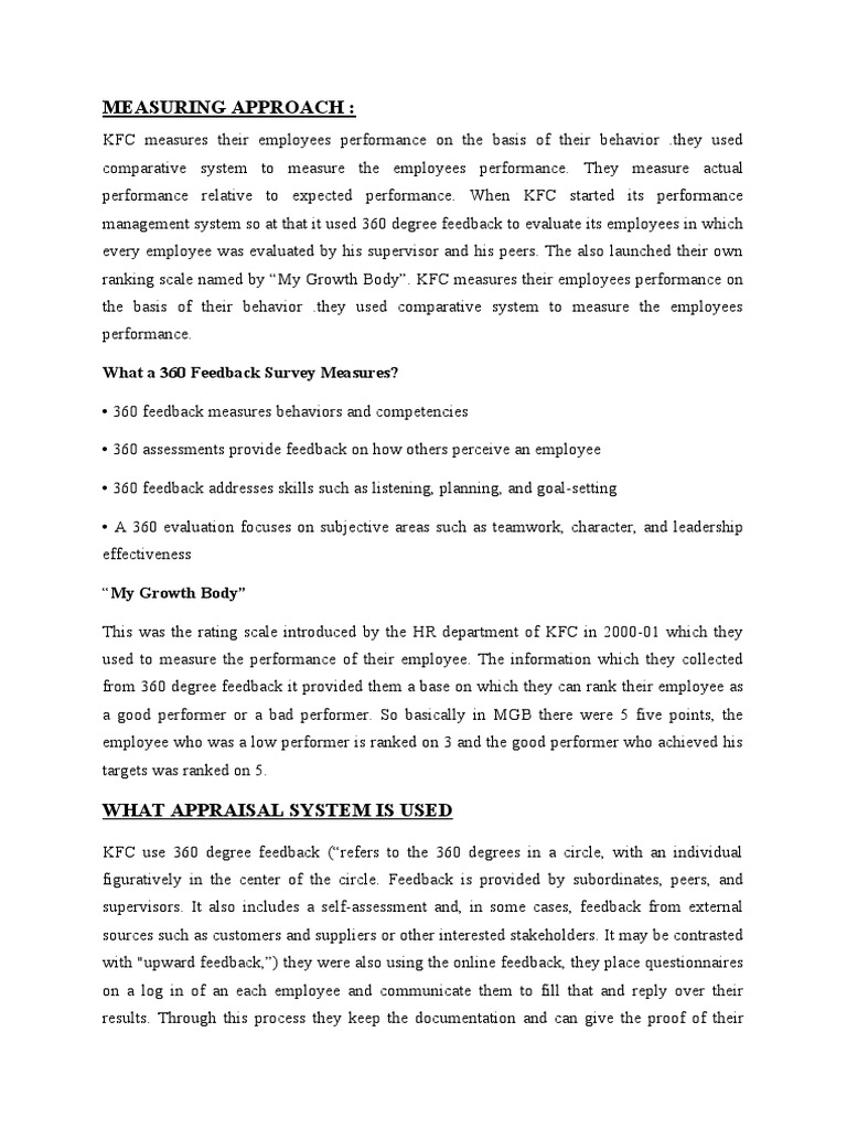KFC's Performance Management System: A Focus on 360 Degree Feedback ...