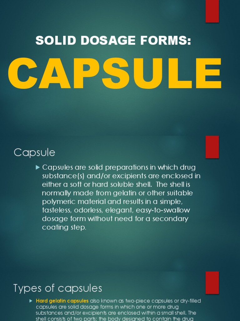 CAPSULES (Dosage Forms) | PDF | Tablet (Pharmacy) | Gelatin