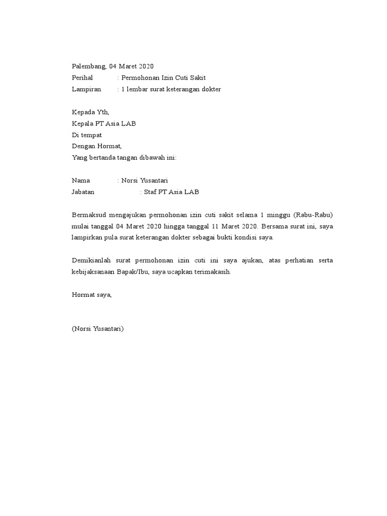 Surat Izin Cuti Sakit | PDF