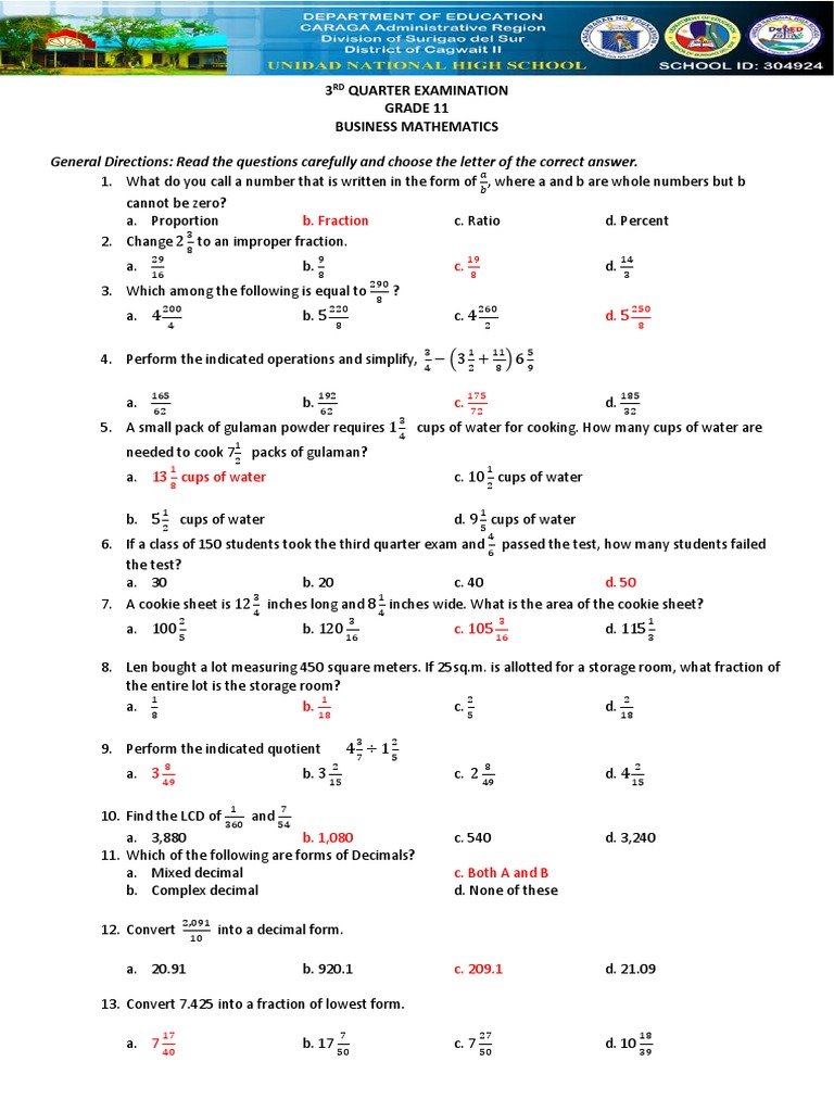 Business Math 3RD Quarter | PDF | Ratio | Discounts And Allowances