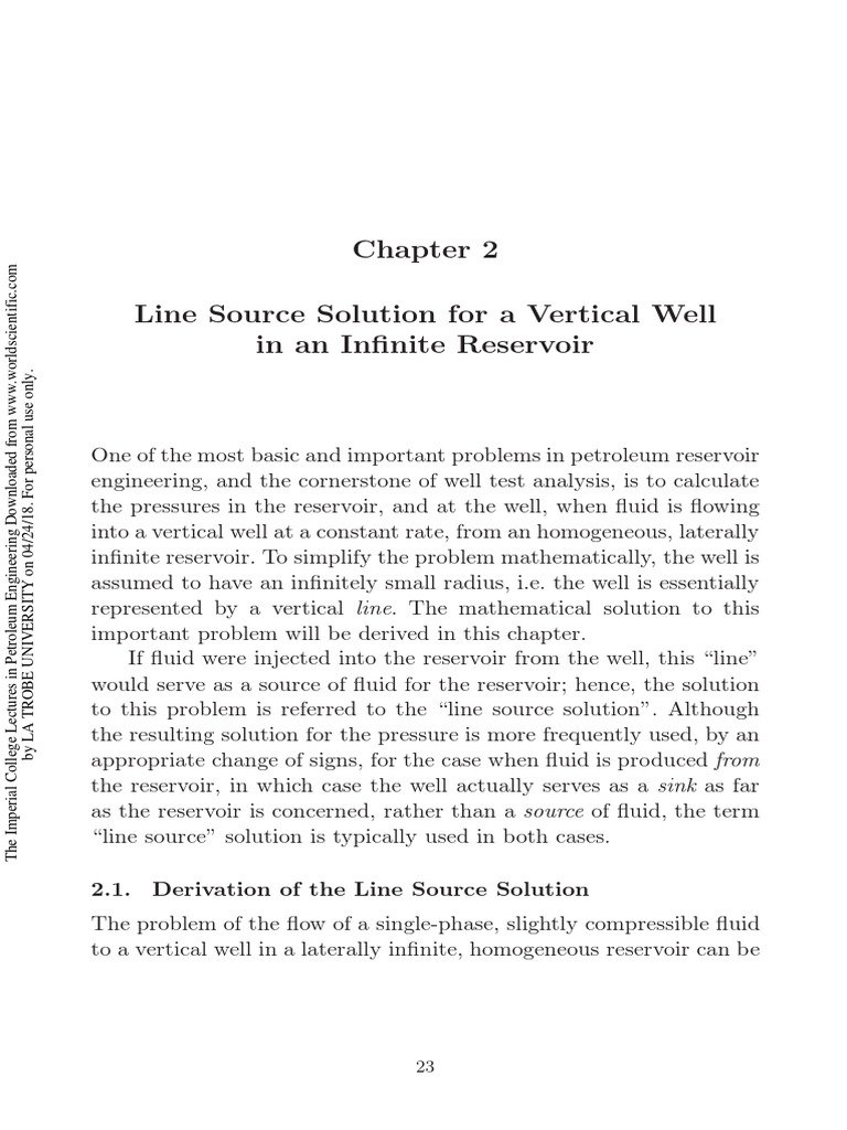 Line Source Solution For A Vertical Well in An Infinite Reservoi 2018 ...