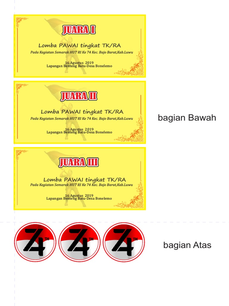 Stiker Label Piala Pawai TK RA PDF | PDF | Olahraga & Rekreasi