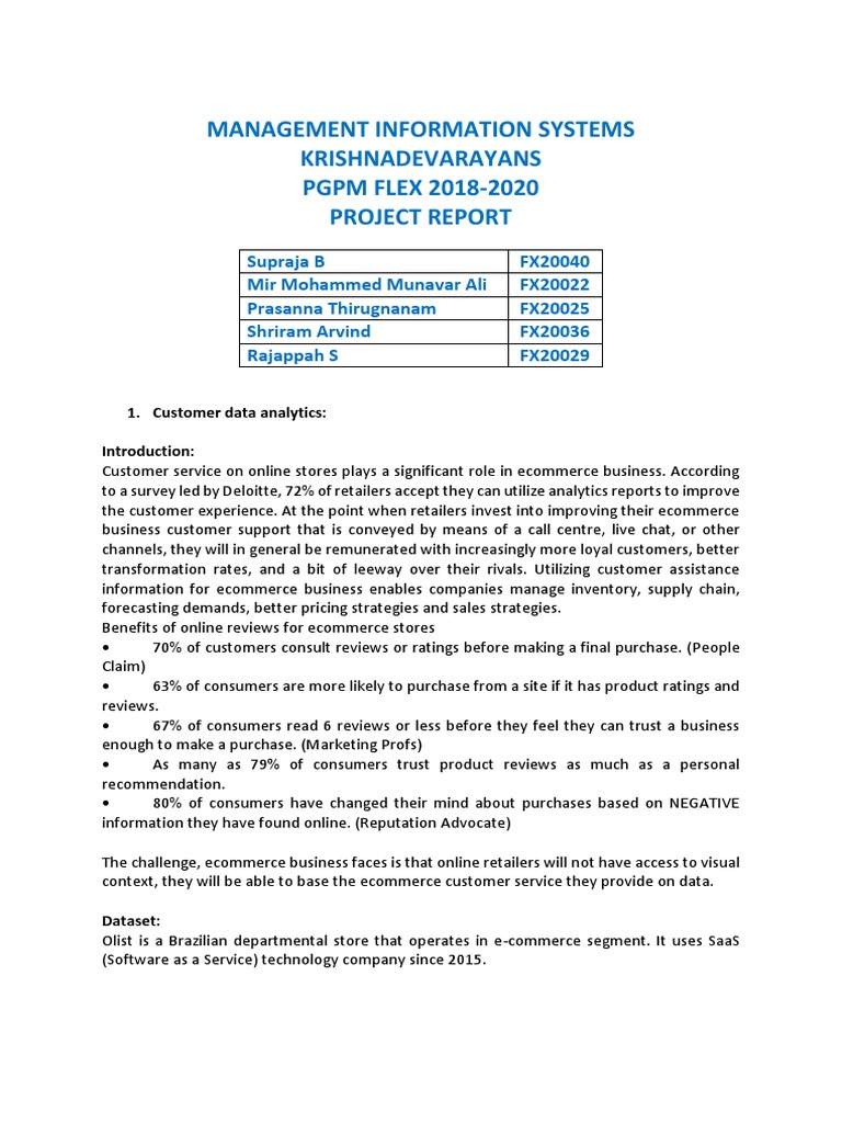 MIS Project | PDF | Retail | E Commerce