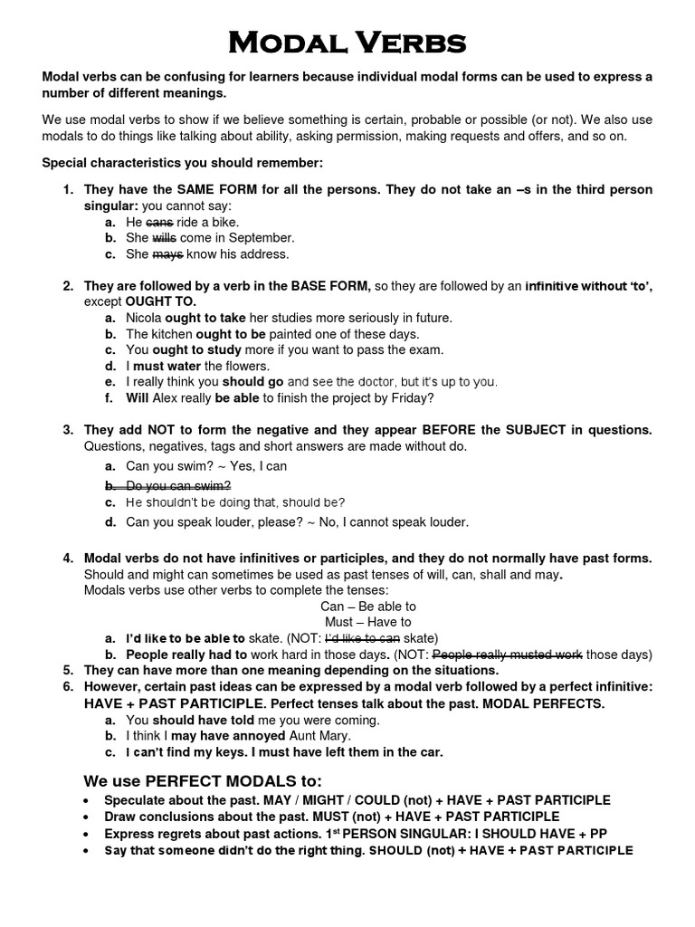 Modals and Semi-Modals | PDF | Grammar | Linguistic Typology