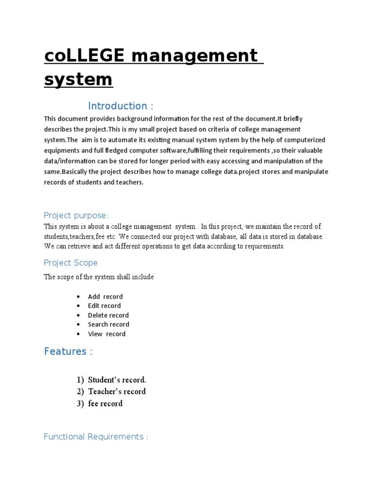 coLLEGE Management System | PDF | Data Management Software | Information Management