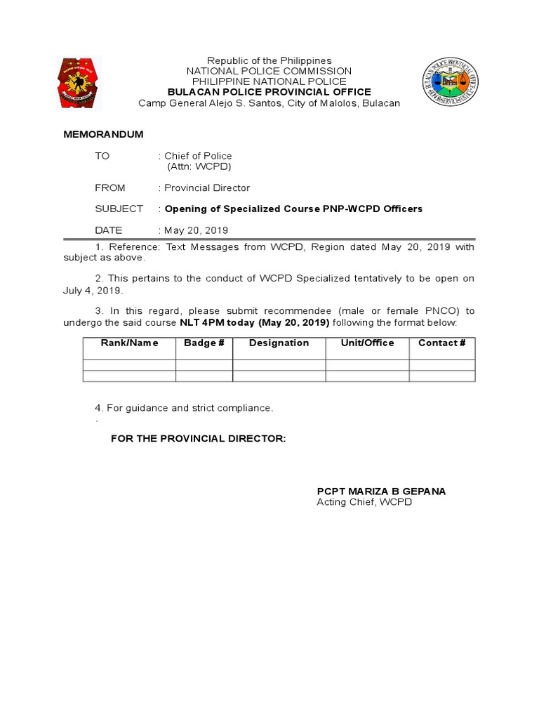 WCPD Specialized Course Announcement | PDF