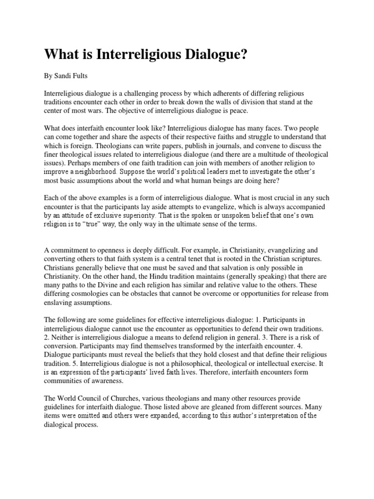 What Is InterReligious Dialogue | PDF | Interfaith Dialogue | Theology