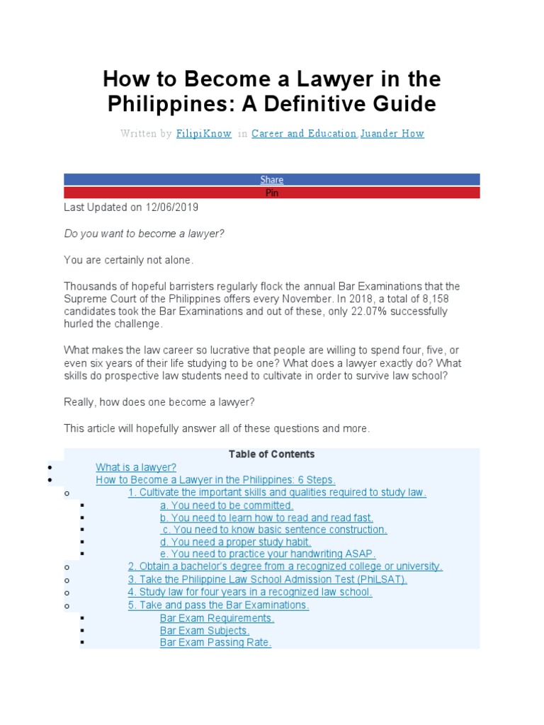 How To Become A Lawyer in The Philippines | PDF | Law School | Barrister
