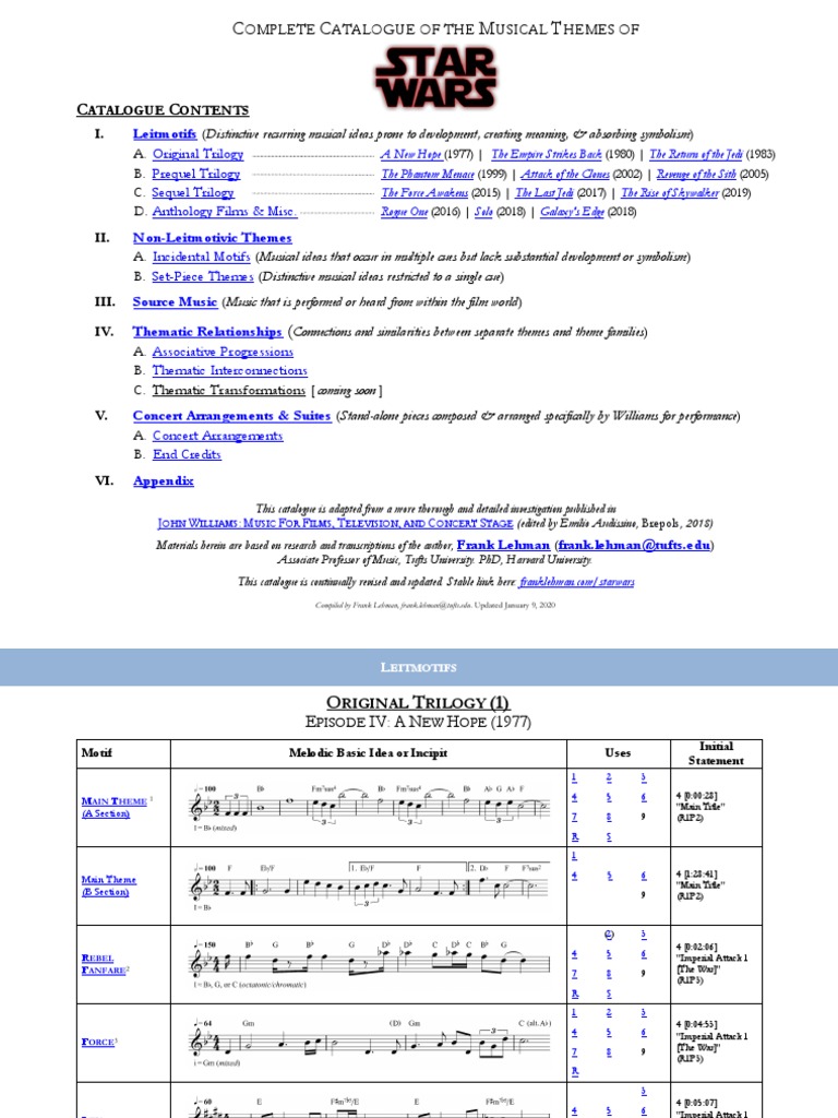 Star Wars Leitmotif Catalog PDF | PDF | Luke Skywalker | Palpatine