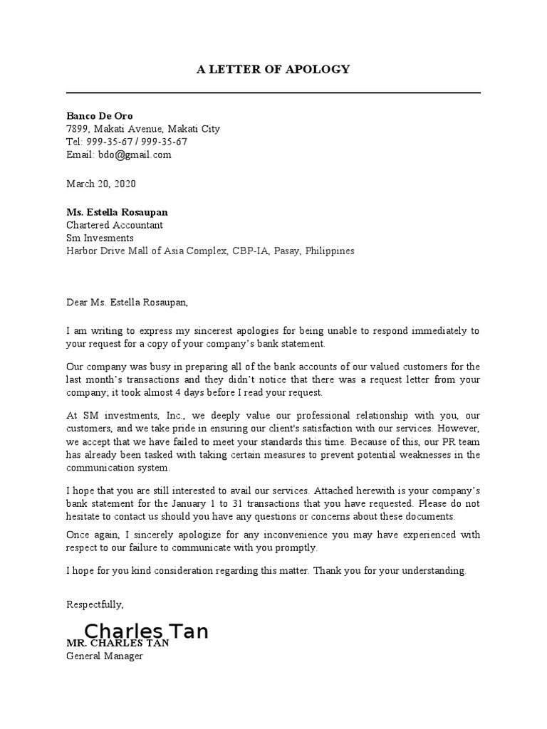 A Letter of Apology Final | PDF