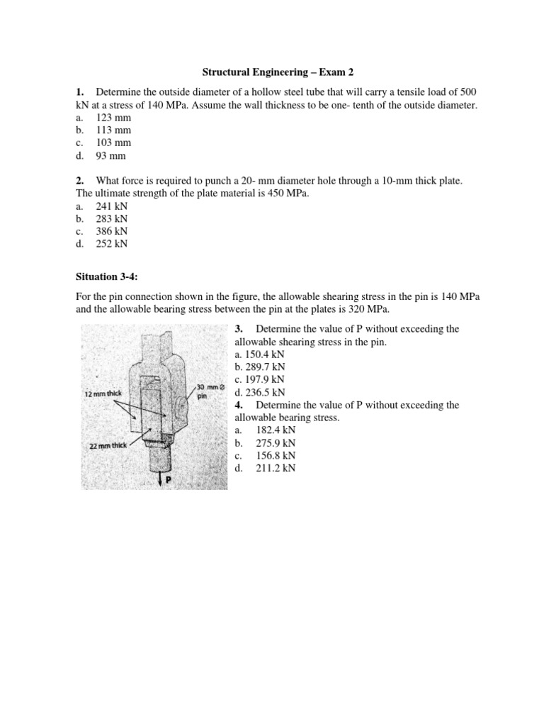 Exam 2 Structural | PDF | Stress (Mechanics) | Strength Of Materials