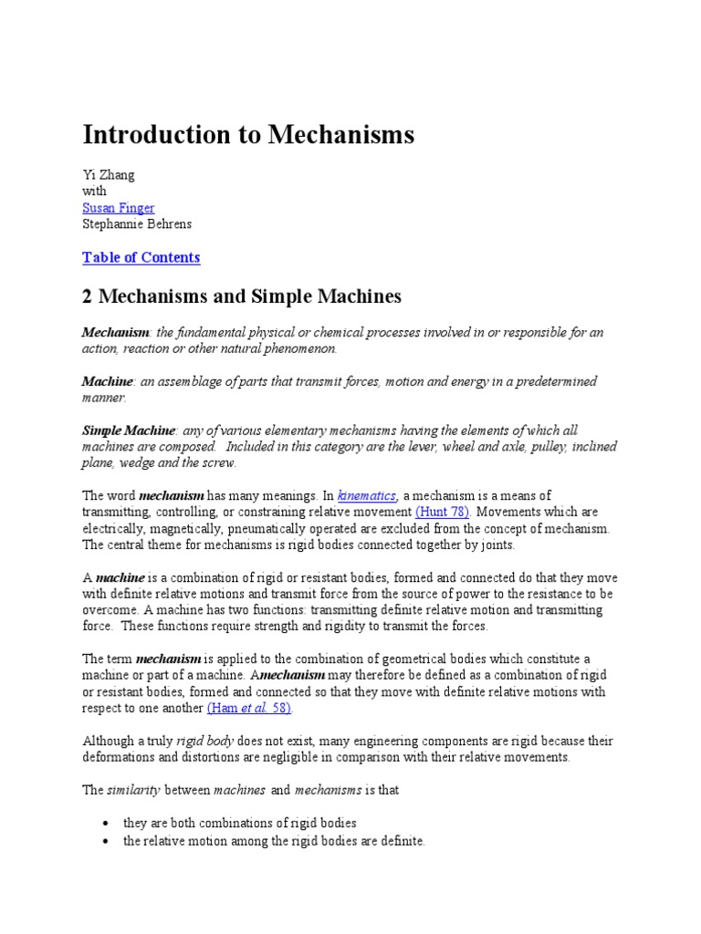 Introduction To Mechanisms | PDF | Machines | Kinematics