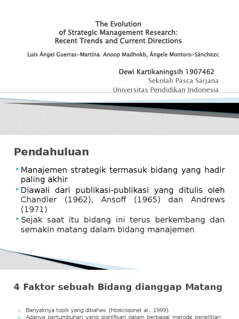 The Evolution of Strategic Management | PDF