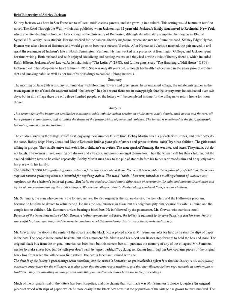 The Lottery Analysis | PDF