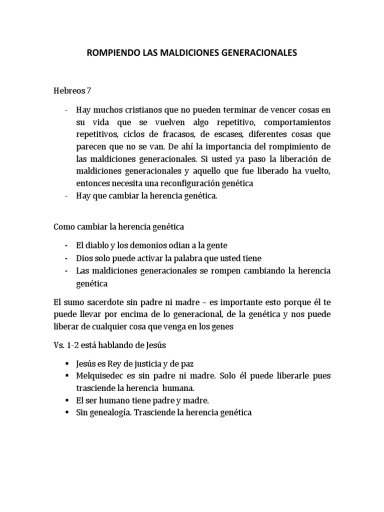Rompiendo Las Maldiciones Generacionales | PDF | Adn | Cromosoma