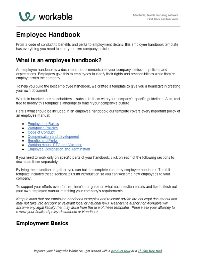 Employee Handbook 1 | PDF | Employee Benefits | Employment