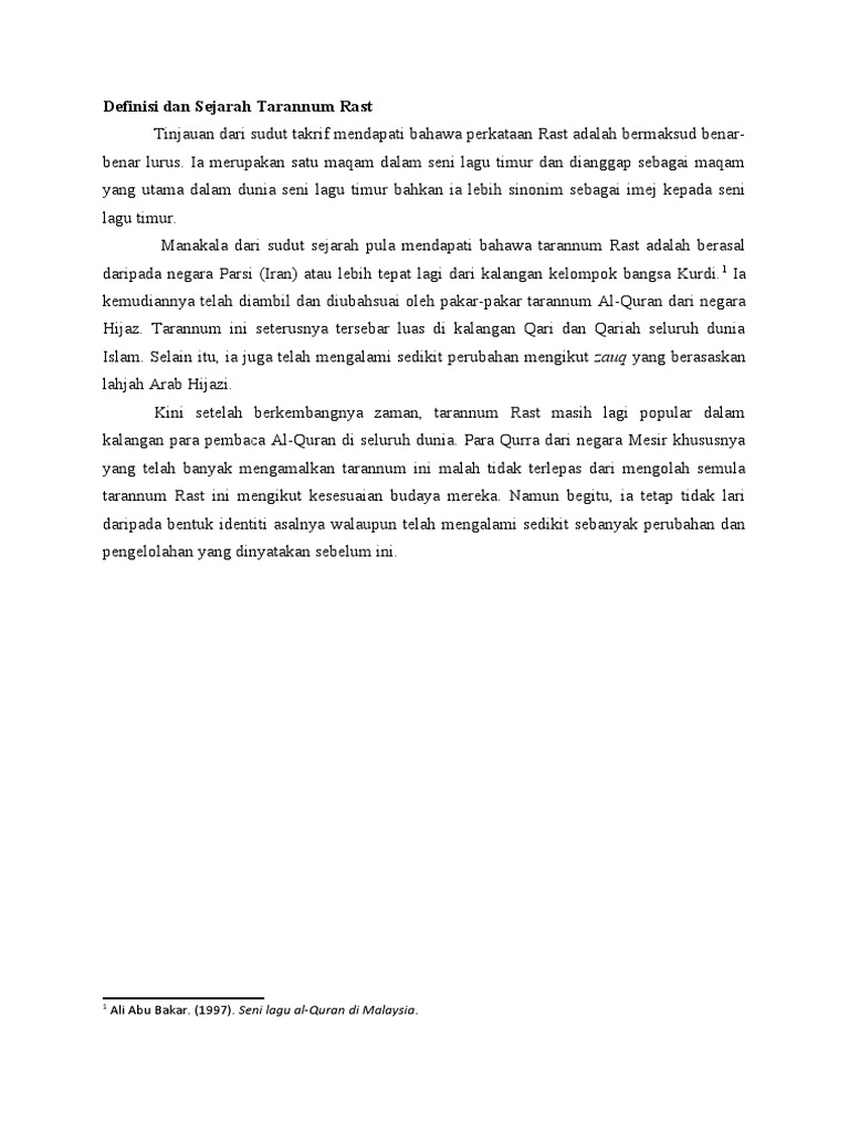 Definisi Dan Sejarah Tarannum Rast | PDF