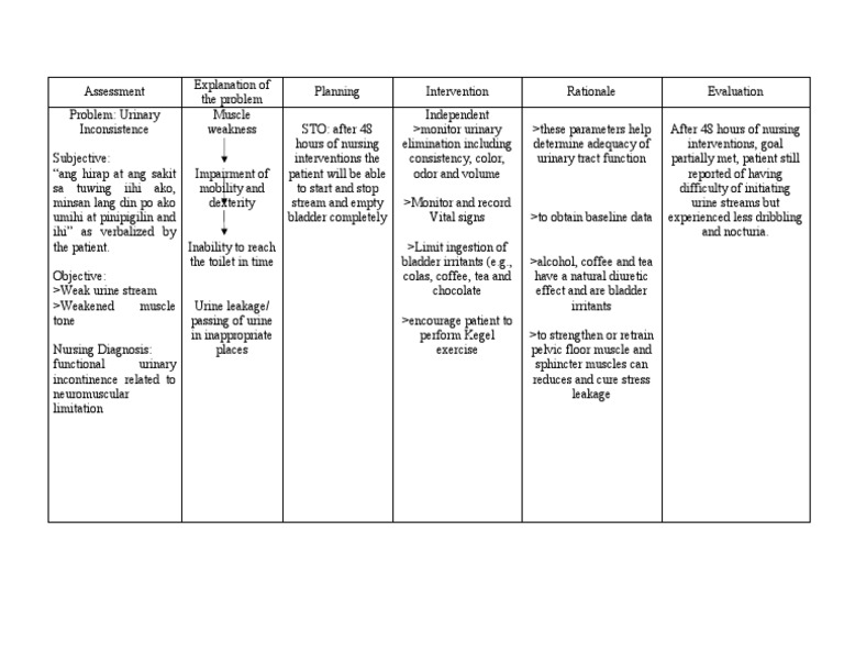 NCP For Urinary Inconsistence | PDF | Urinary Incontinence | Symptoms ...